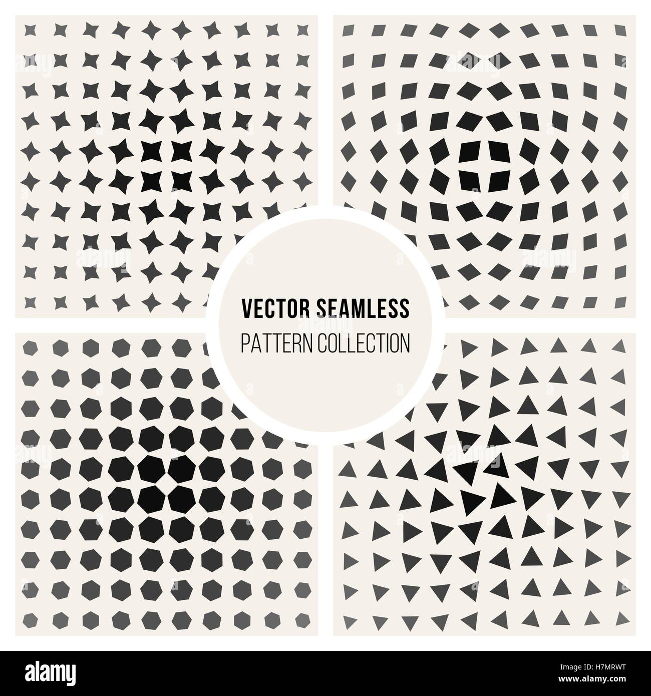 Set of Four Vector Seamless Black and White Geometic Shape Grid Pattern ...