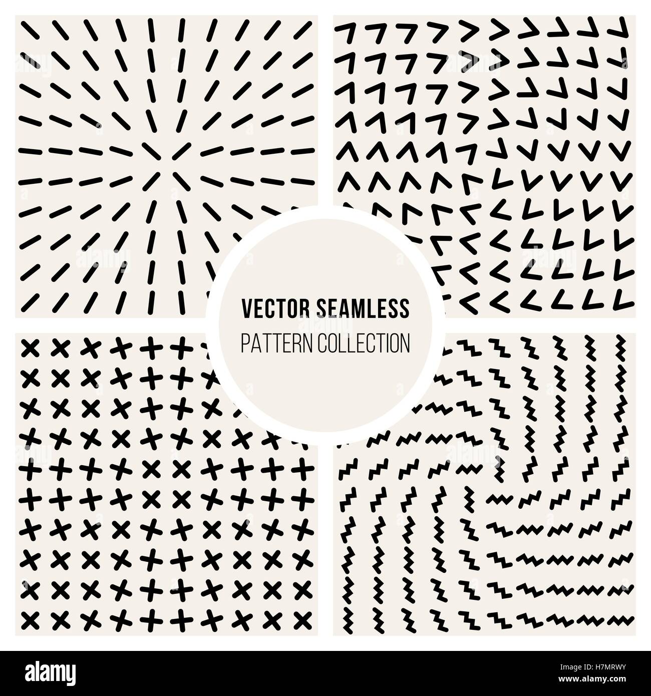 Set of Four Vector Seamless Black and White Geometic Shape Grid Pattern ...