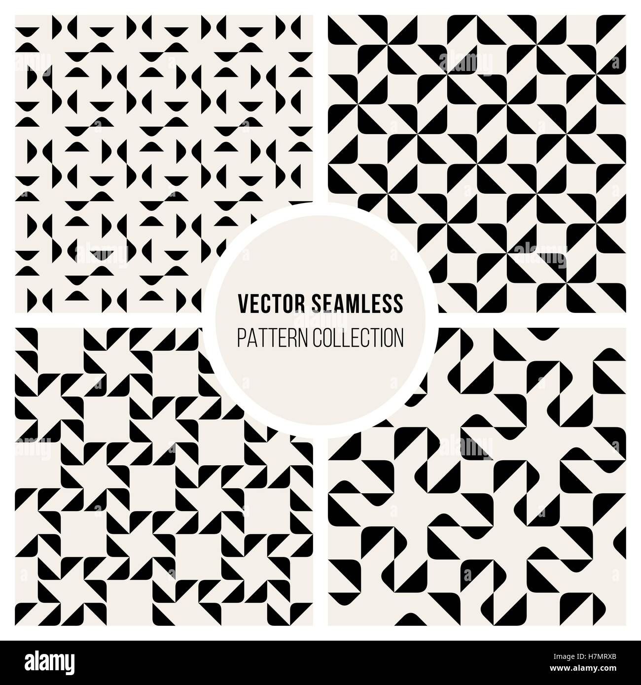 Vector Seamless Black and White Geometric Rounded Triangle Square ...