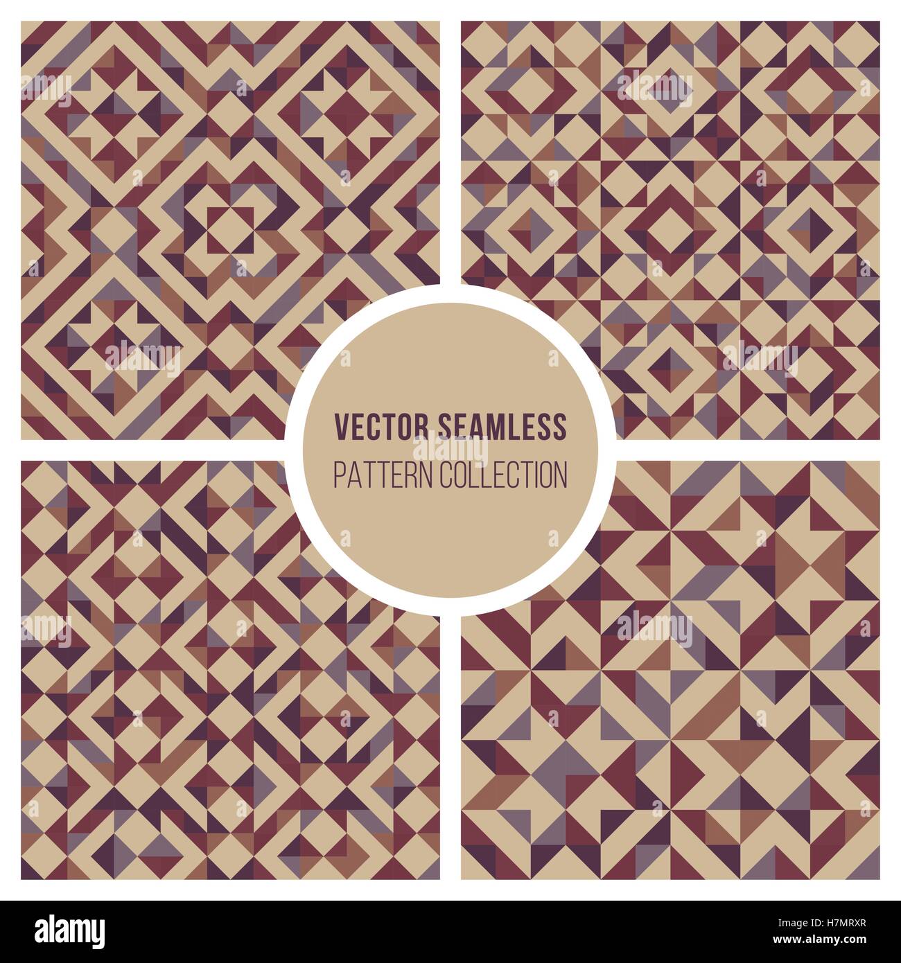 Set of Four Vector Seamless Truchet Geometric Pattern Collection Tiling ...