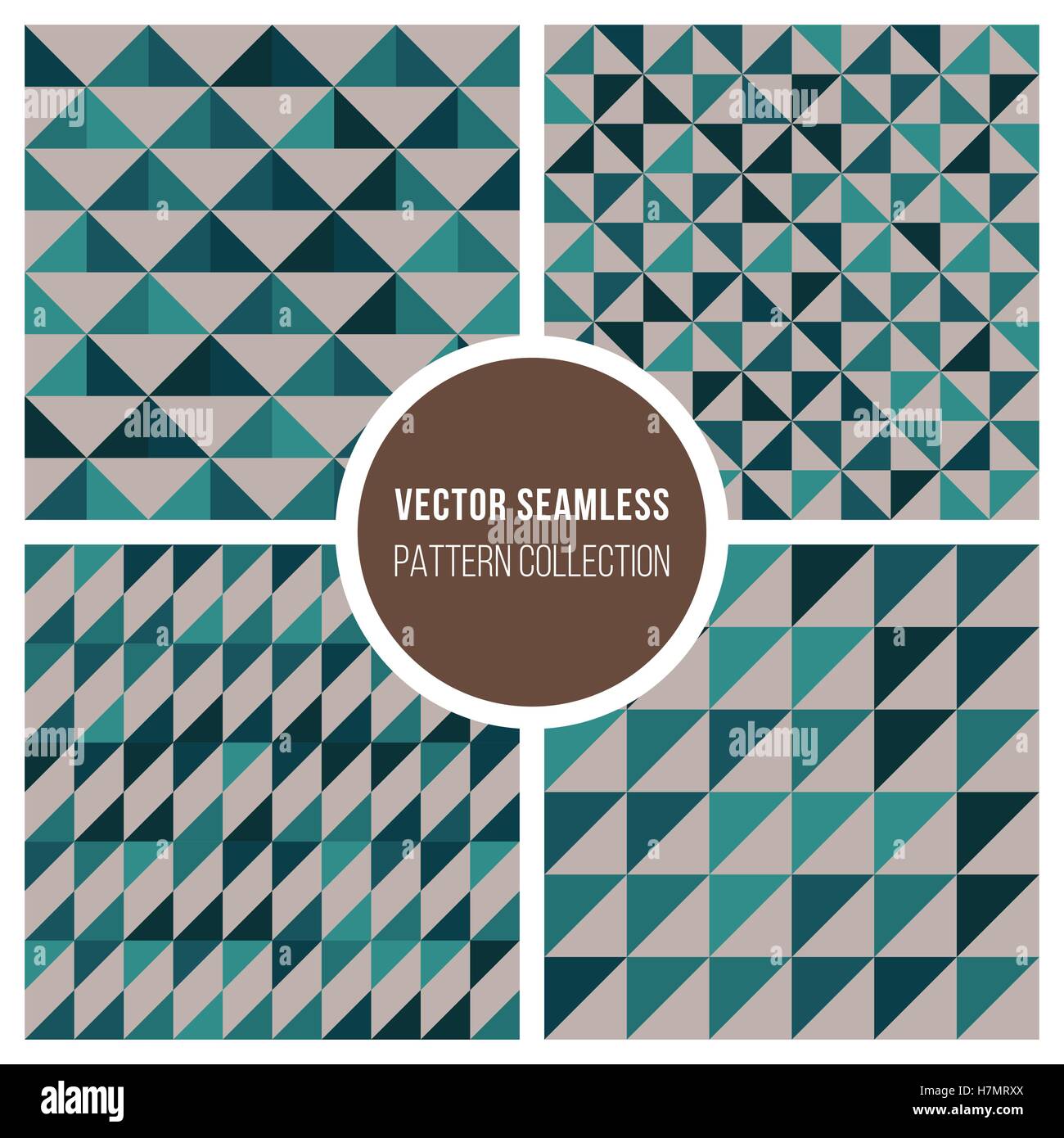 Set of Four Vector Seamless Blue Triangle Truchet Geometric Pattern ...