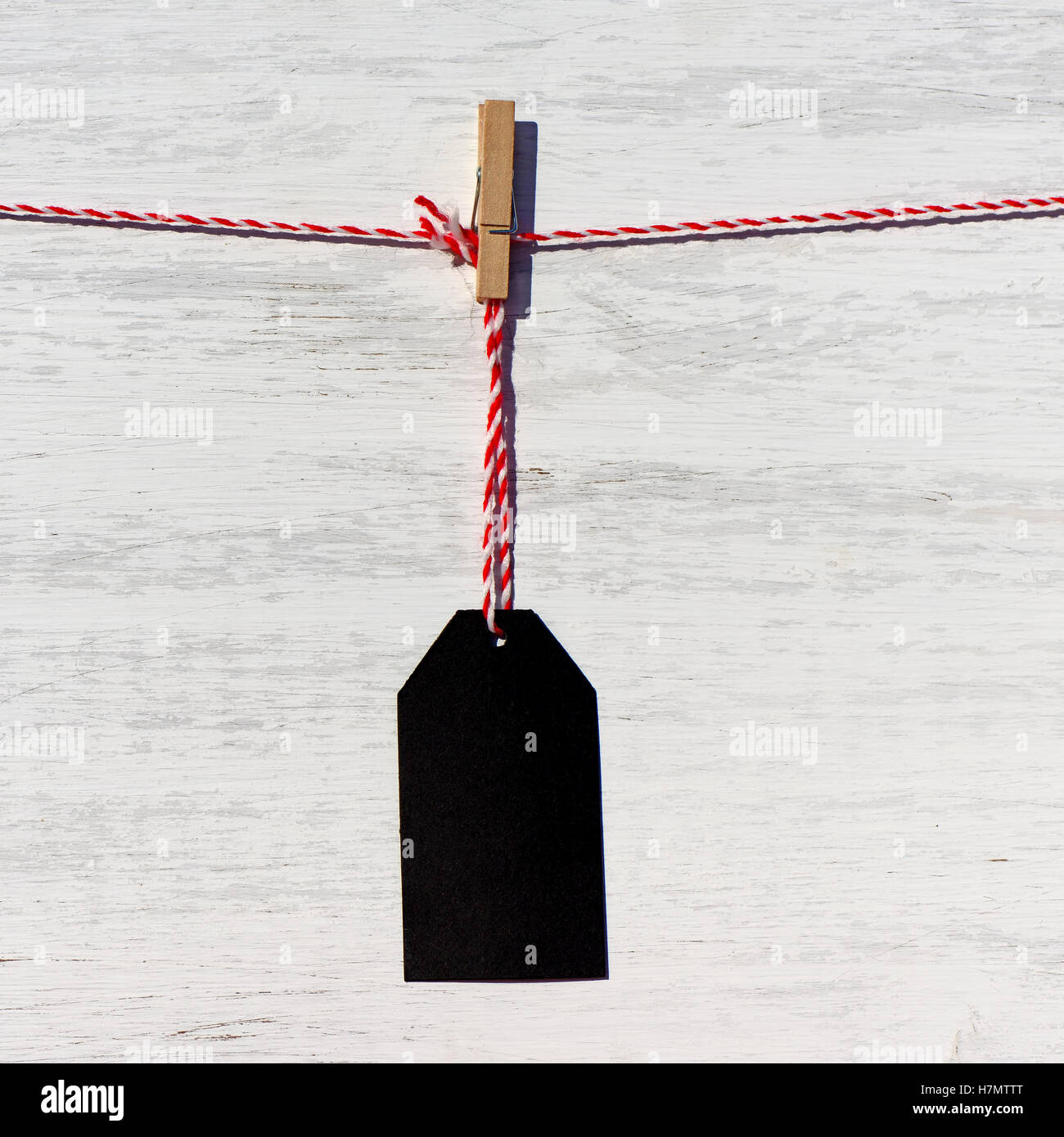 Blank black price tags on the background of wooden planks Stock Photo ...