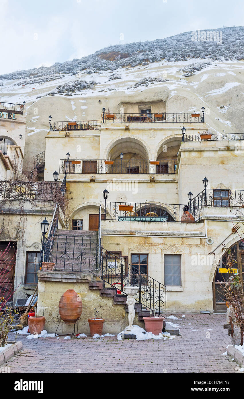 Hotel built in rock with the rooms, designed as caves, many small ...