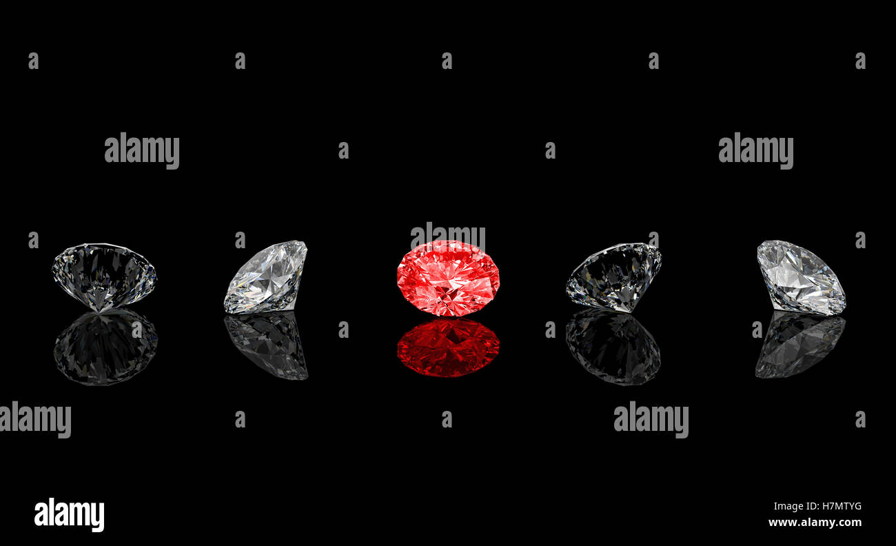 diamond classic cut red one rendering image 3d Stock Photo - Alamy