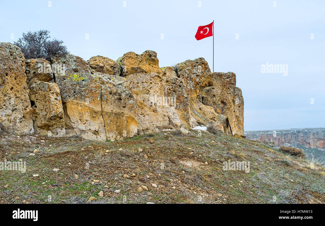 The mountain ranges around the Ihlara Valley are covered with the ...