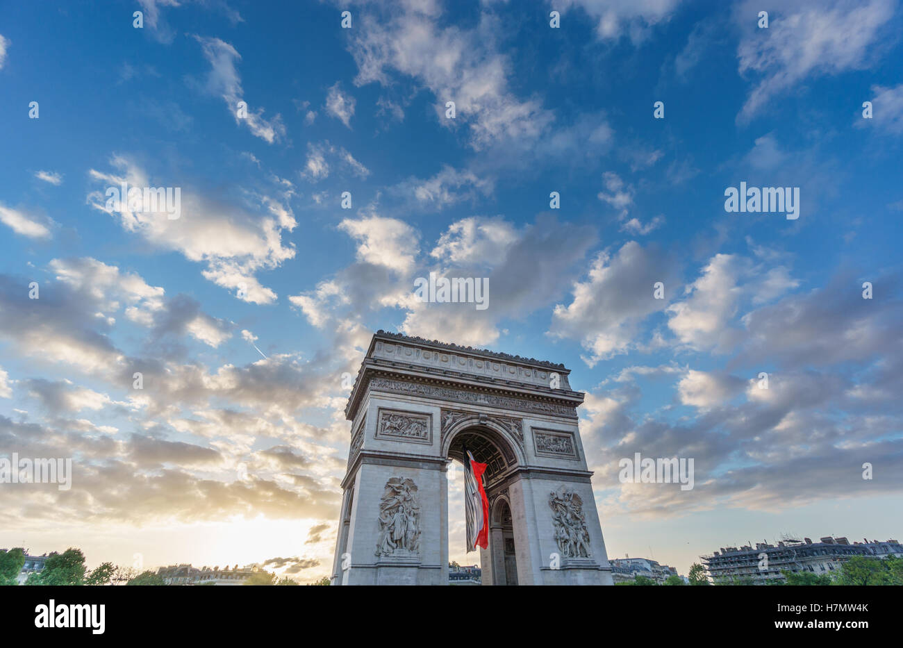 Arc de Triomphe at sunset Stock Photo - Alamy