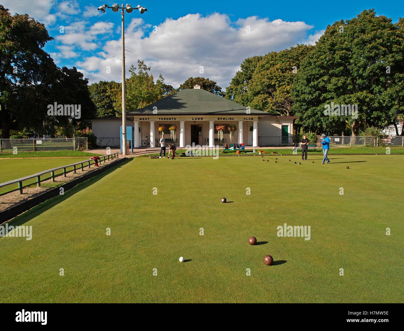 Bowlers at West Toronto Bowling Club in front of their iconic clubhouse ...