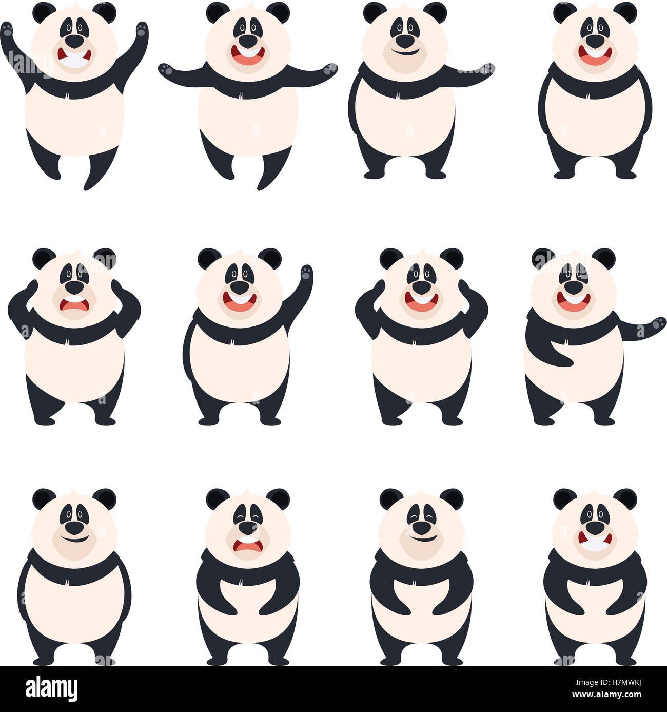 Vector image of the Set of flat panda icons Stock Vector Image & Art ...