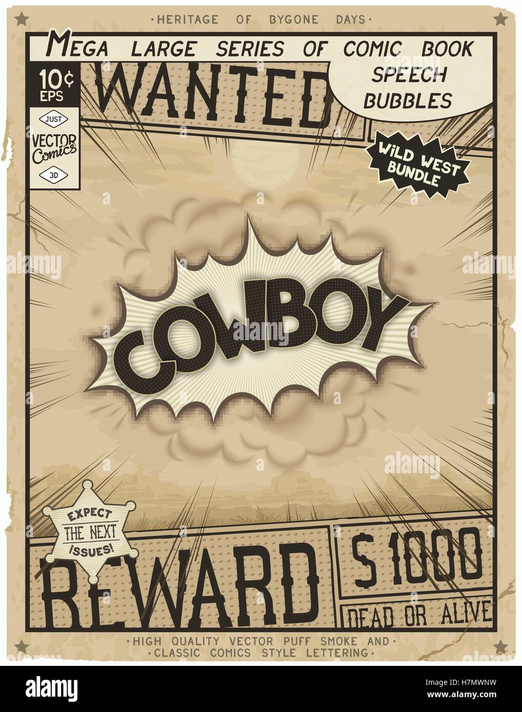 Illustration wanted cowboy reward poster hi-res stock photography and ...
