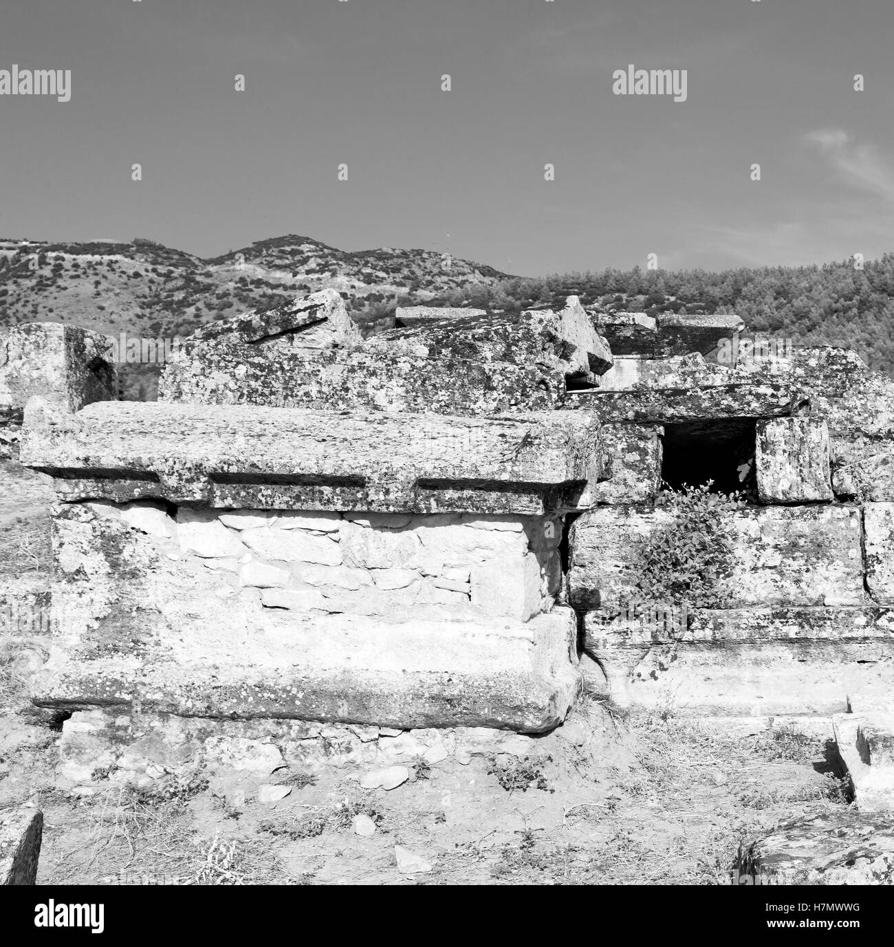pamukkale old construction in asia turkey the column and the roman ...