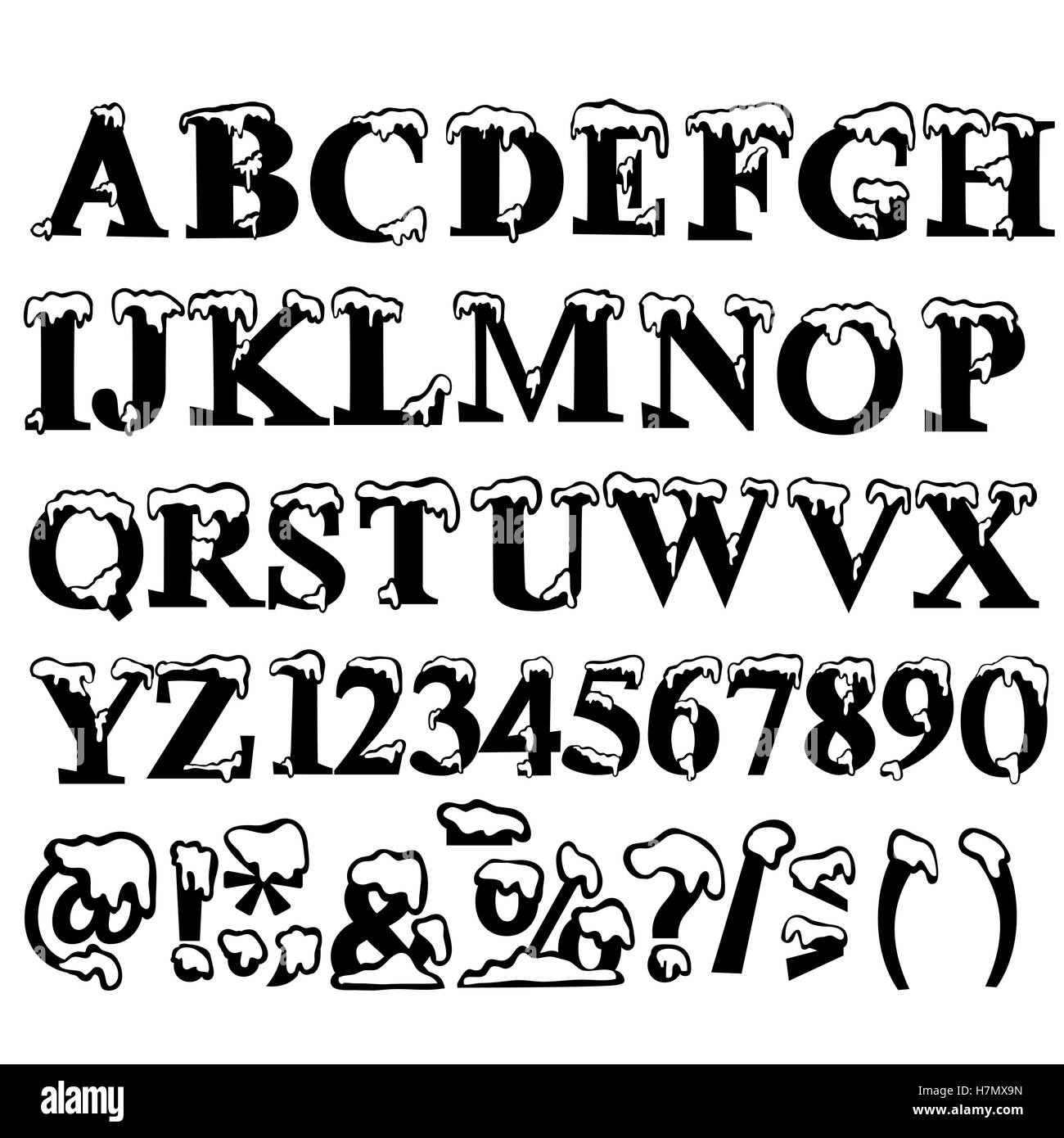 Christmas alphabet with snow. Vector illustration Stock Vector Image ...