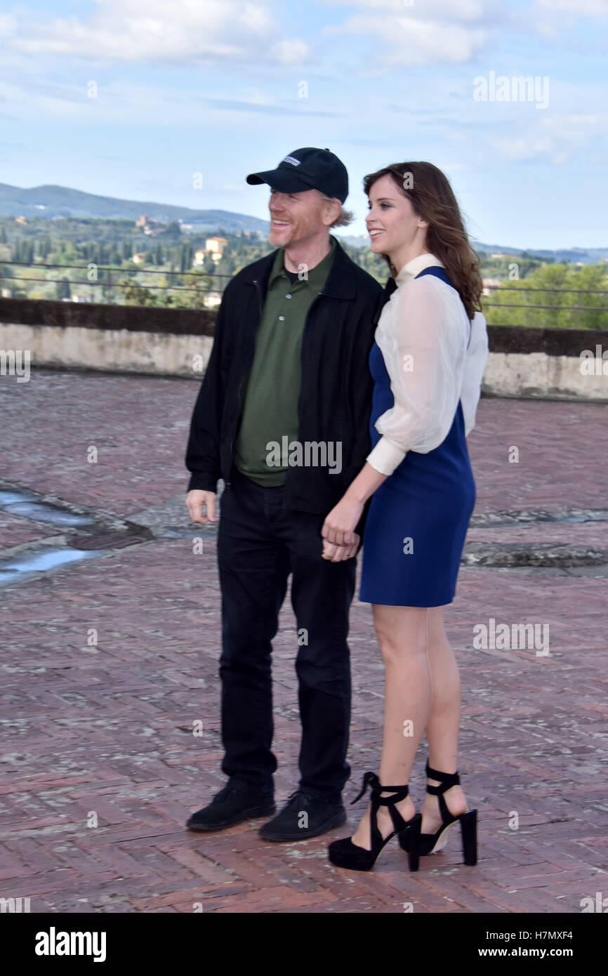 Ron Howard and Felicity Jones attending the photocall for 'Inferno', at ...