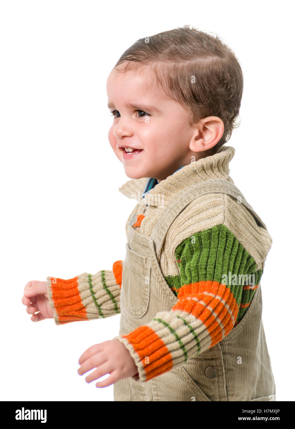 Happy Boy Smiling Isolated on White Background Stock Photo - Alamy