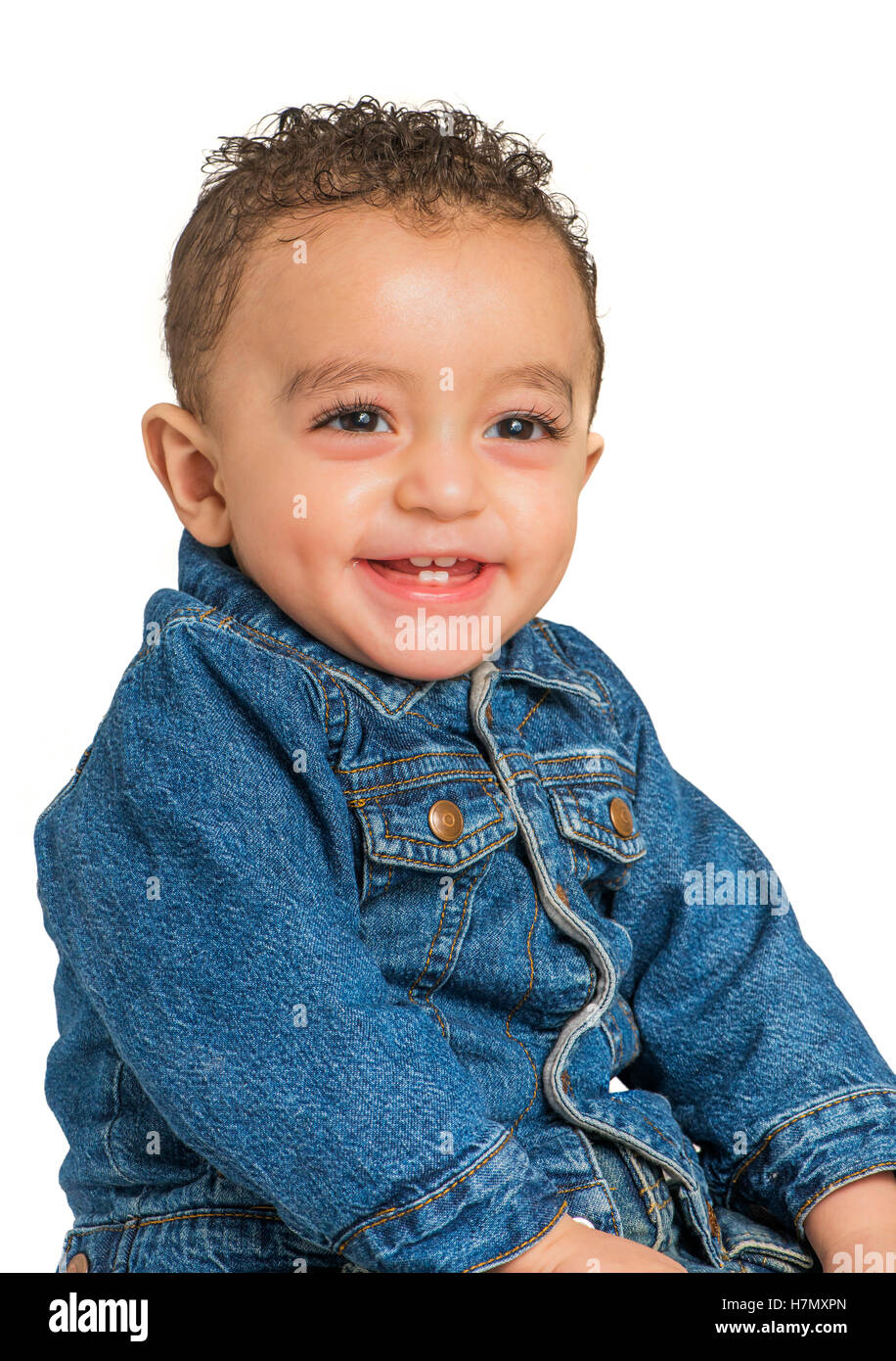 Happy Little Cheerful Boy Isolated on White Background Stock Photo - Alamy