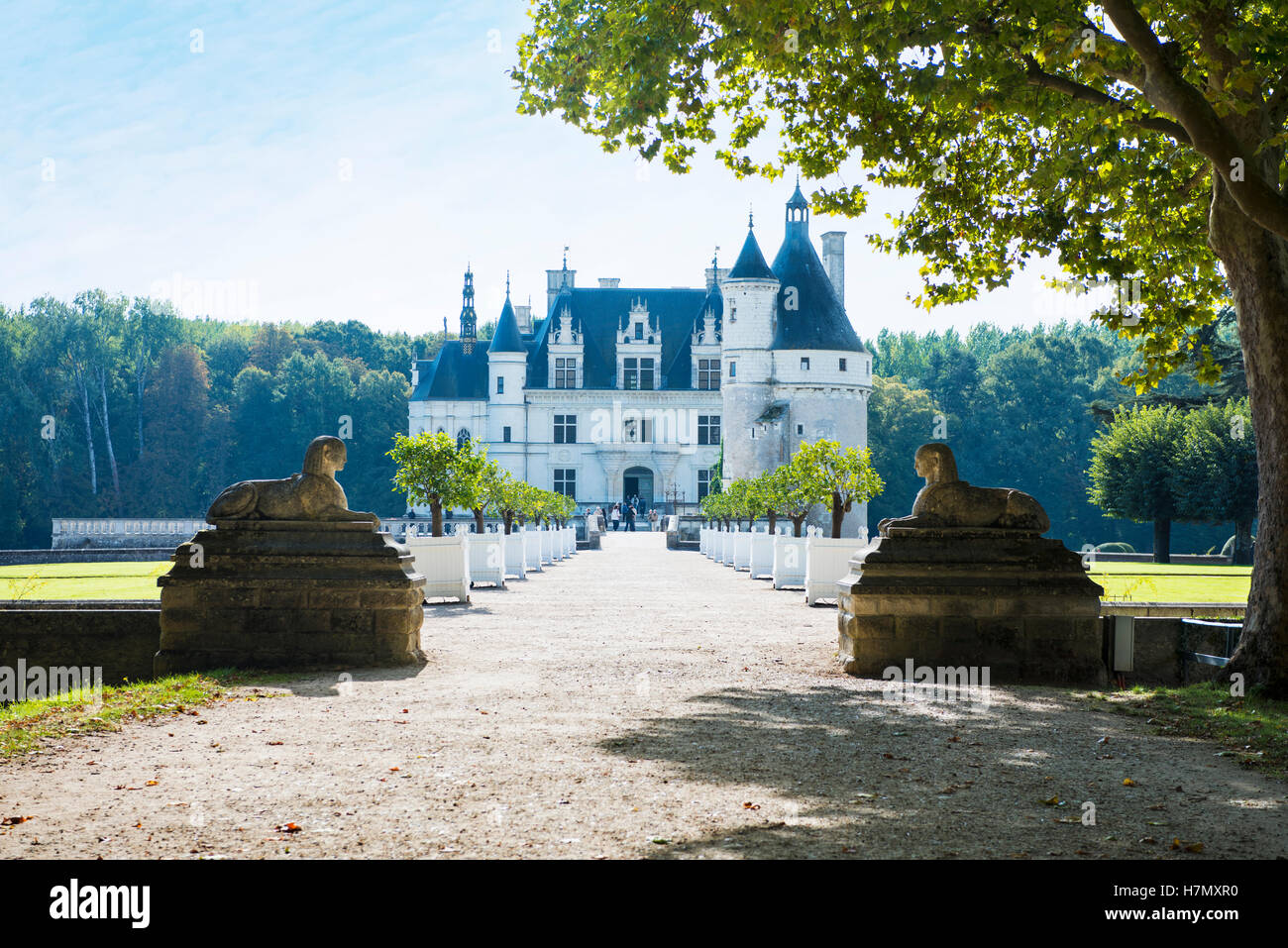 French chateau spanning the river cher hi-res stock photography and ...