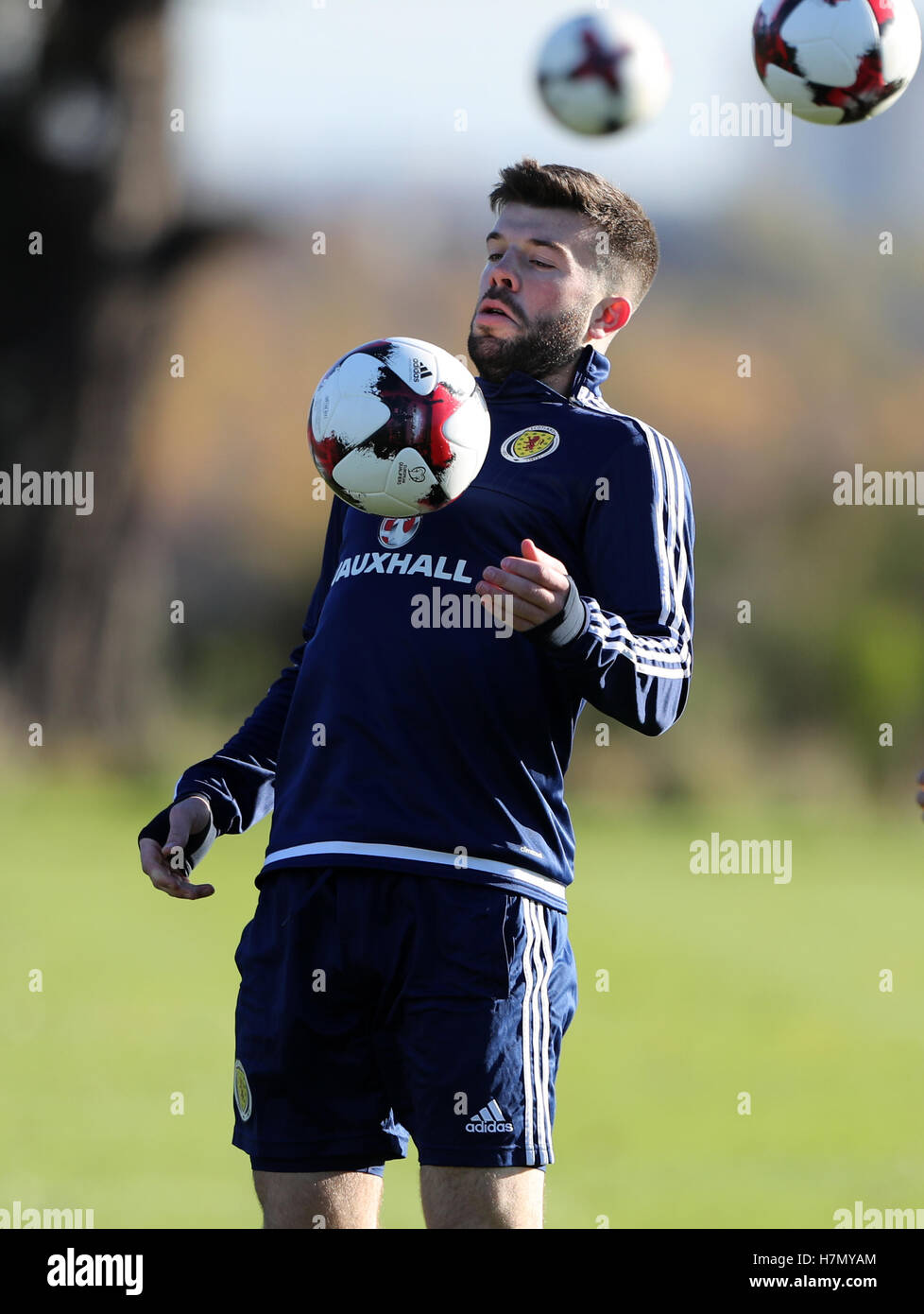 Scotland's Grant Hanley during the training session at Mar Hall ...