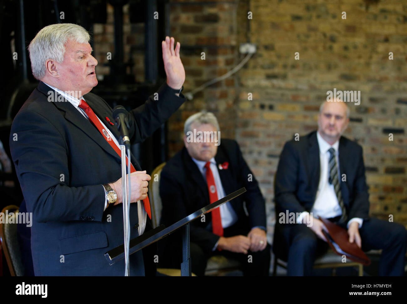 Nicky Wilson, president of the National Union of Mineworkers, at a ...