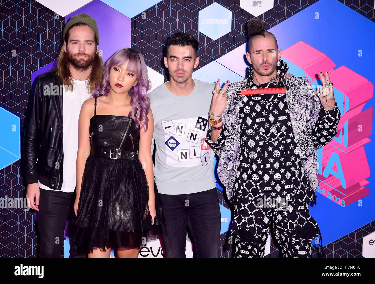 (left-right) Jack Lawless, JinJoo Lee, Joe Jonas and Cole Whittle of ...