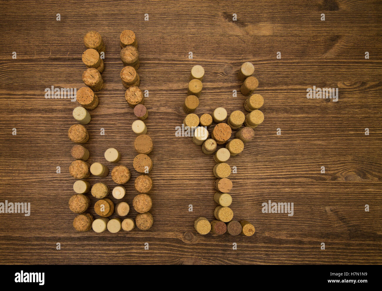 Glass and Bottle forms make with corks Stock Photo - Alamy