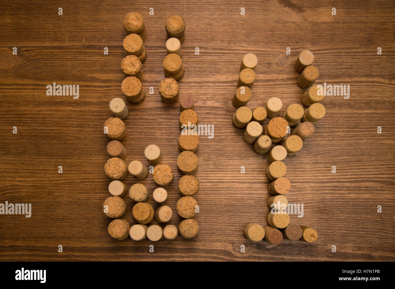 Glass and Bottle forms make with corks Stock Photo - Alamy