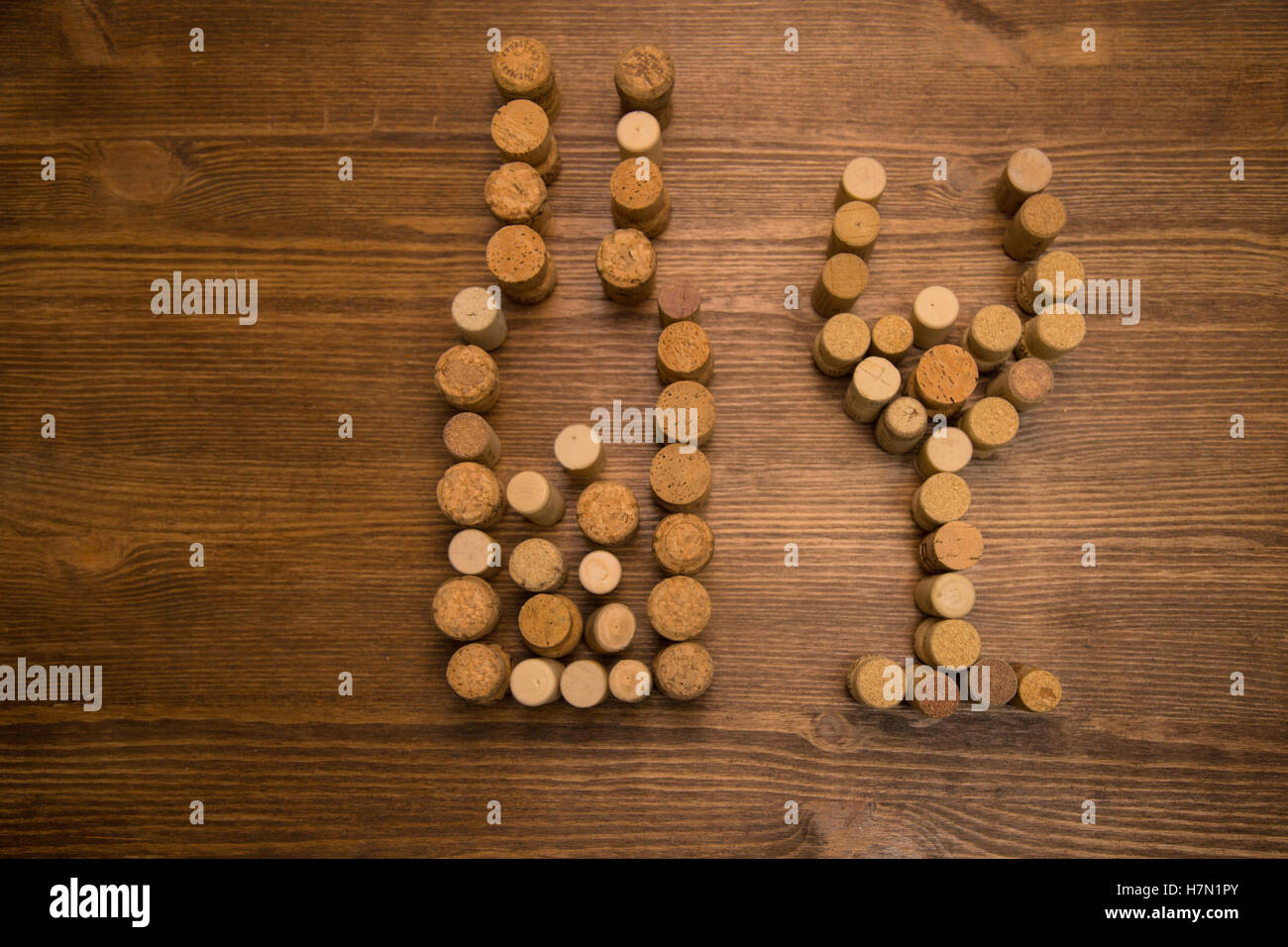 Glass and Bottle forms make with corks Stock Photo - Alamy