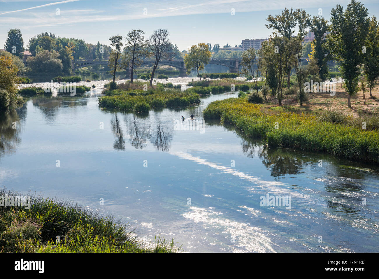 Early morning on The River Tormes at Salamanca, Spain Stock Photo - Alamy
