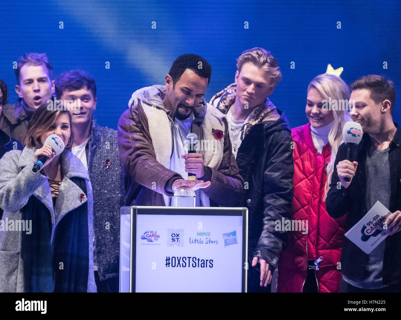 EDITORIAL USE ONLY Craig David (centre) pushes the button on the Oxford ...