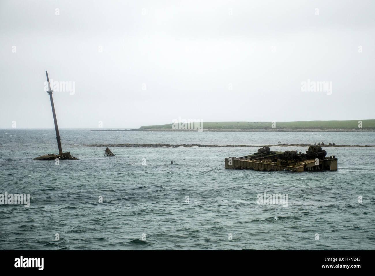 Orkney island Scotland at scapa bay sunken old rusty ship wreck Stock ...