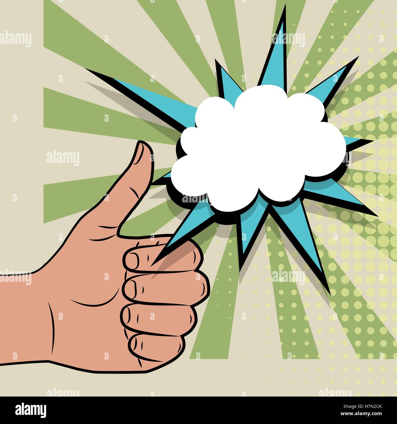 Hand sign comic retro pop art style white round bubble. Gestures ok ...