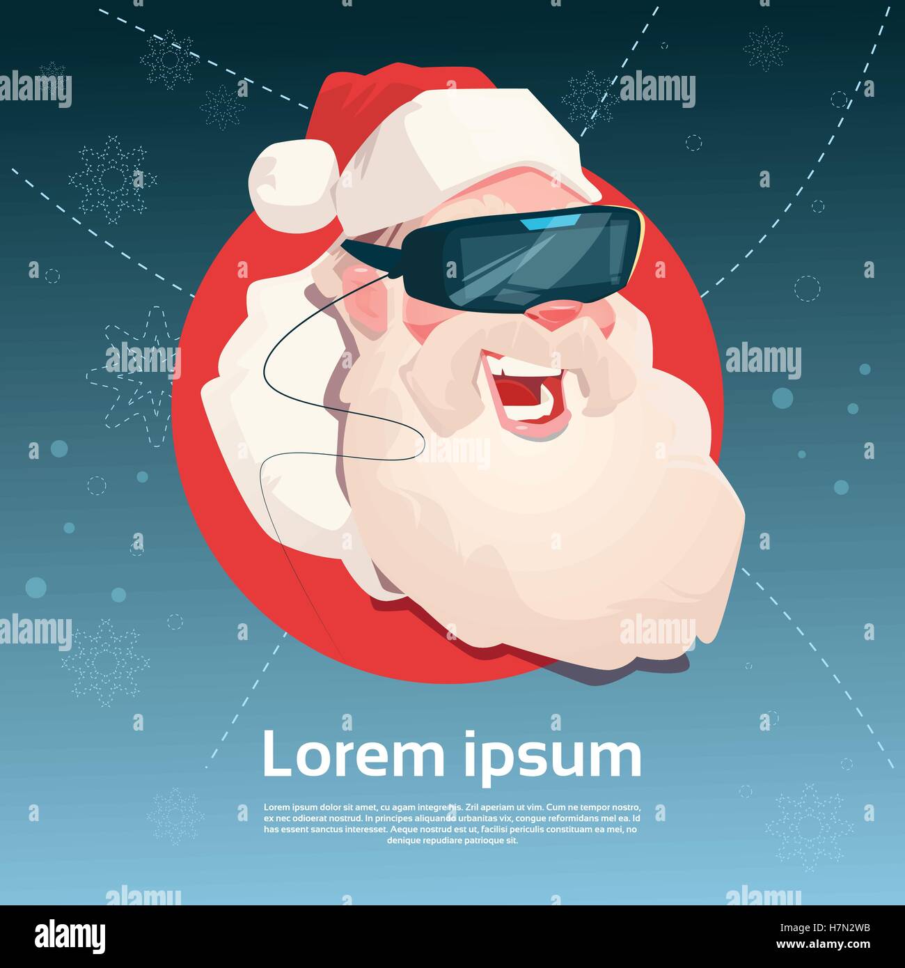 Santa Claus Wear Digital Glasses Hold Virtual Reality Present Box Merry ...