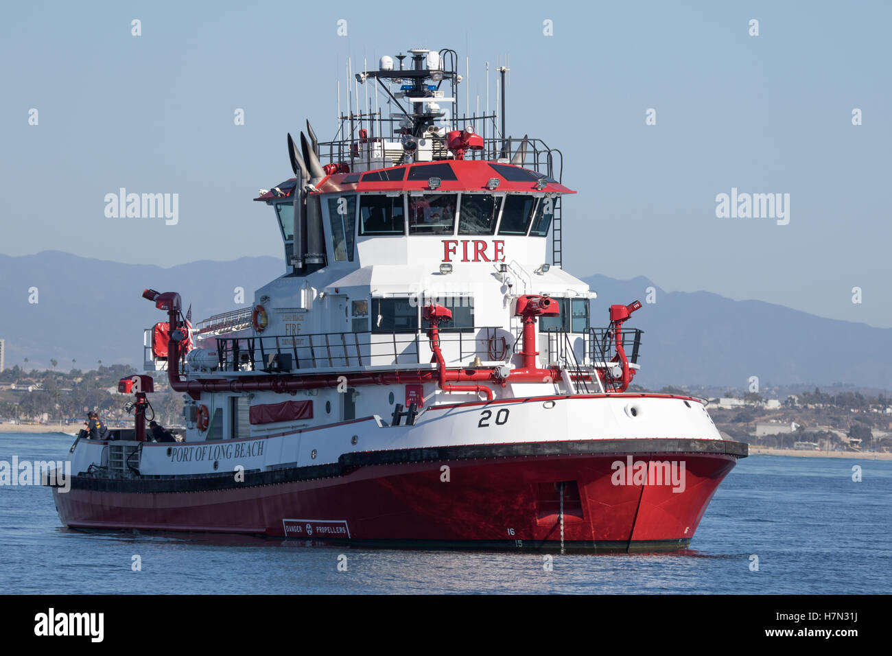 long beach fire department boat "protector" in the foreground at the ...