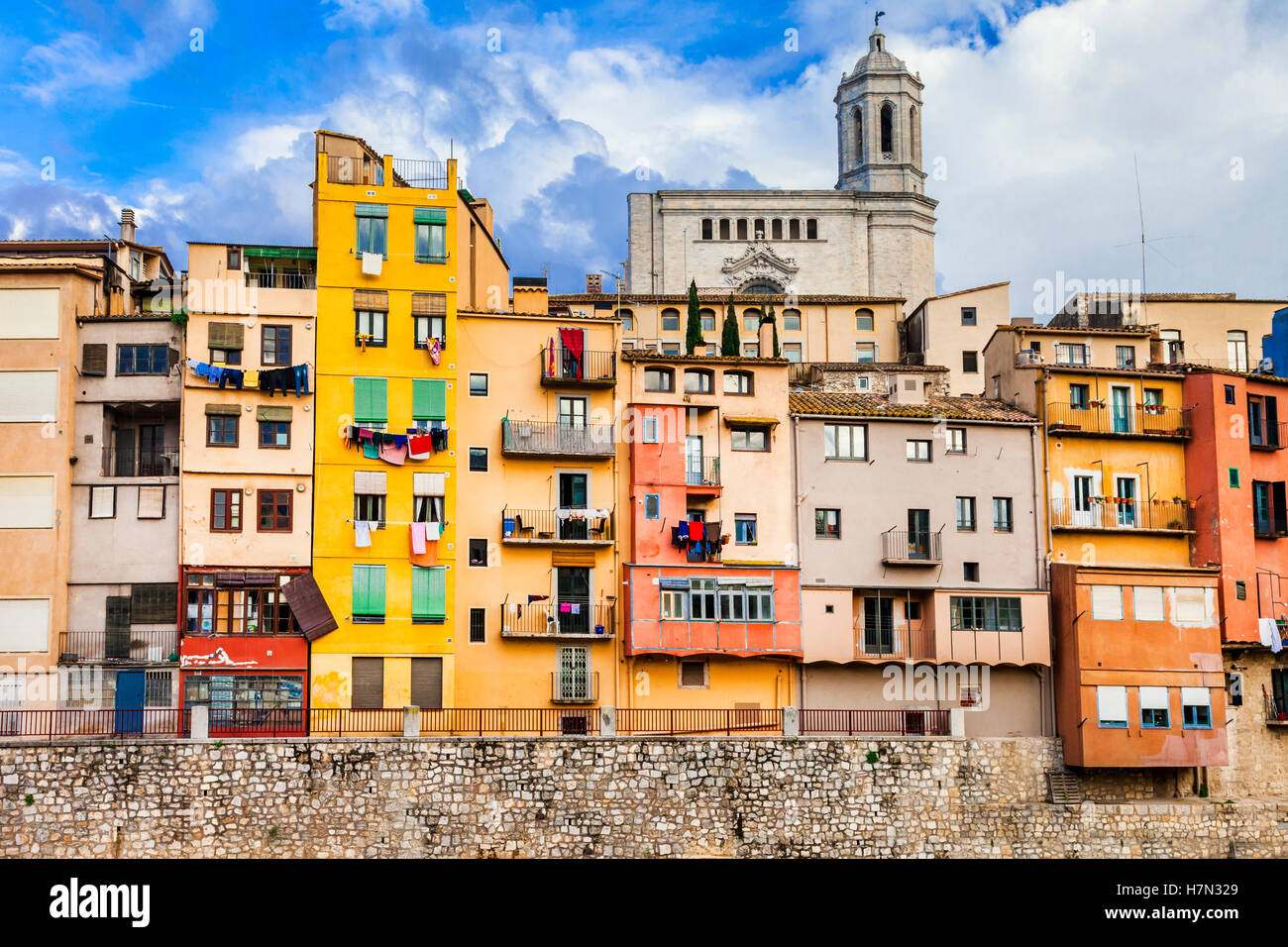 Girona - beautiful colorful town in Catalonia, touristic attraction ...