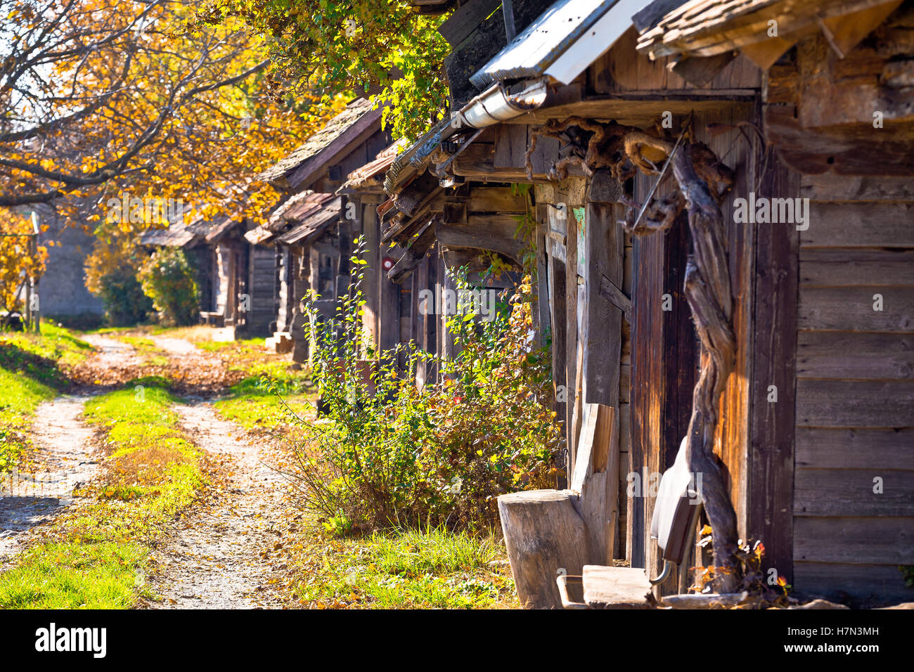 Historic wooden cottages street Ilica, Prigorje region of Croatia Stock ...