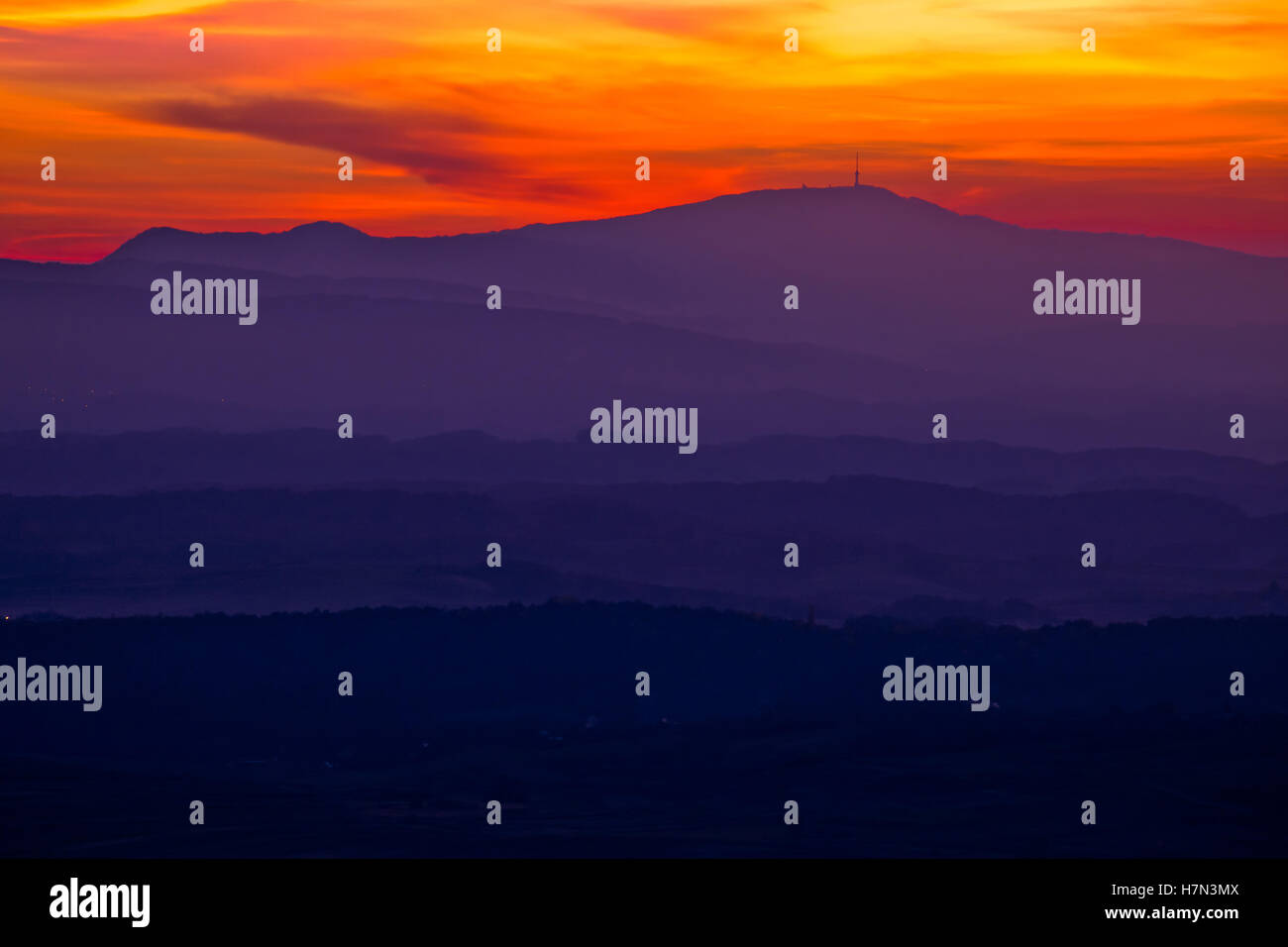 Colorful sunset layers of Prigorje region, northern Croatia Stock Photo ...