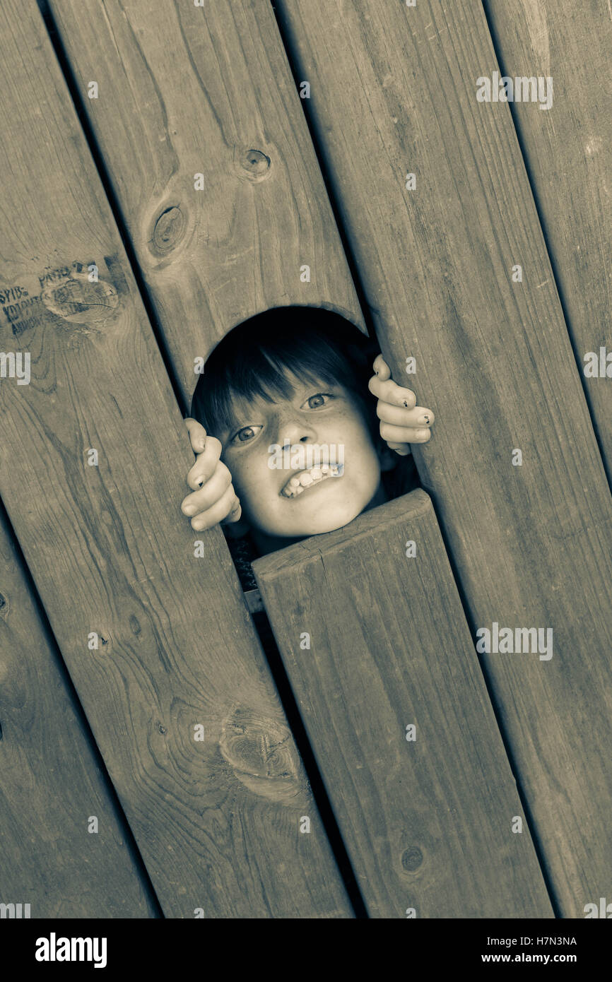 Baby Peeking Over Fence
