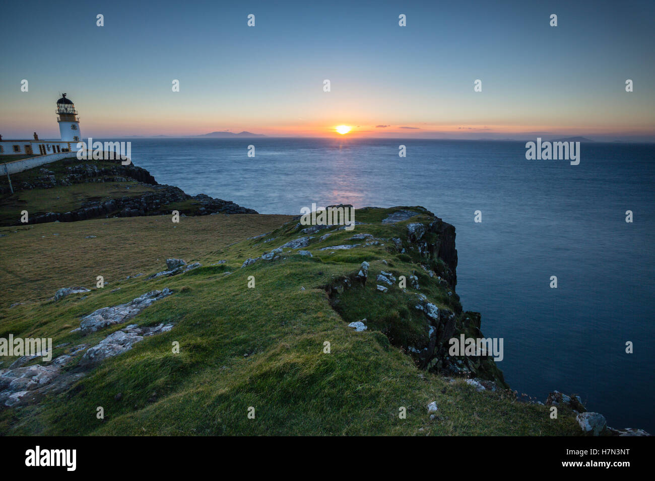 Sunset at Nest Point Lighthouse, Isle of Skye, Scotland Stock Photo - Alamy