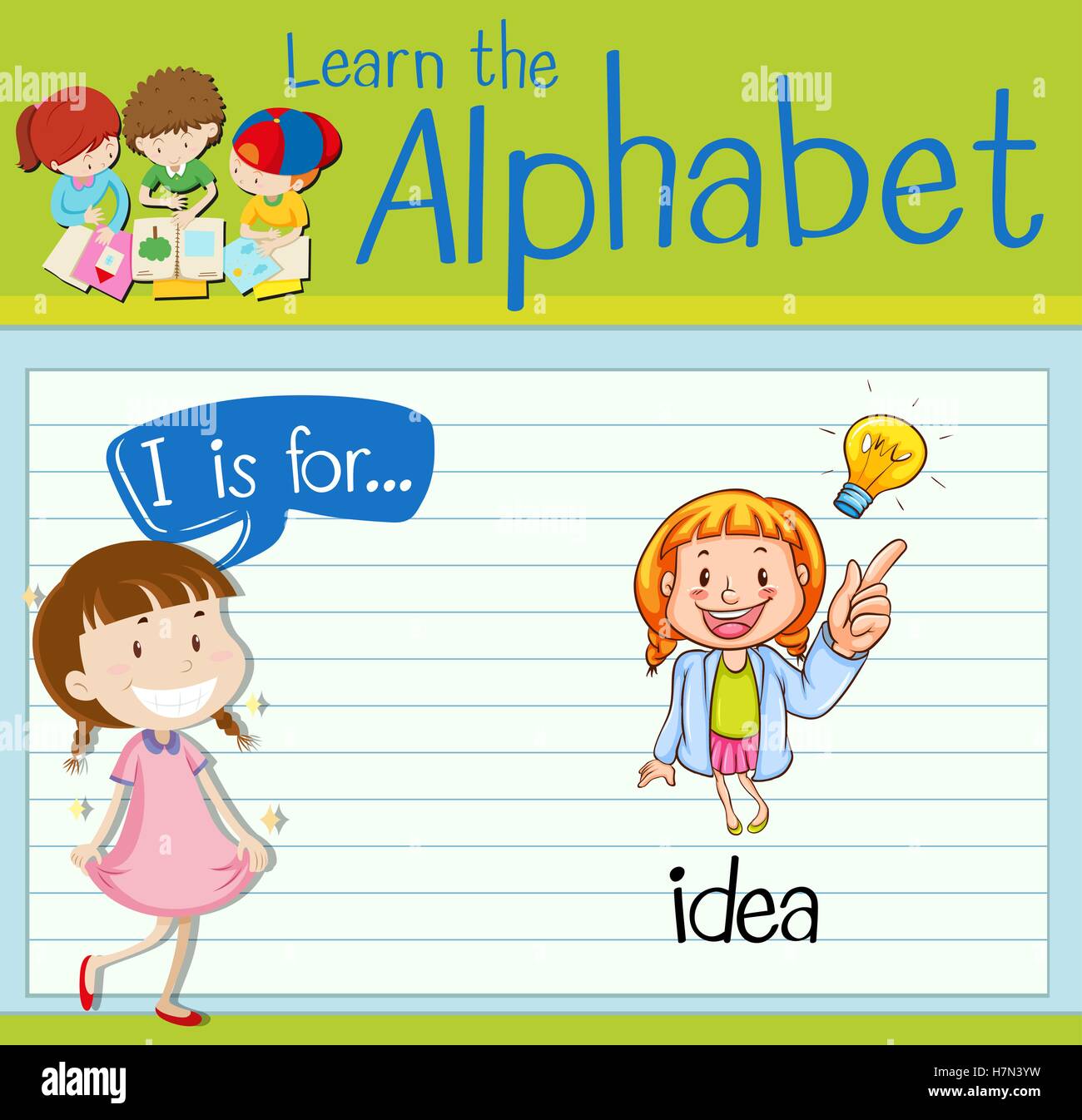 Flashcard letter I is for idea illustration Stock Vector Image & Art ...
