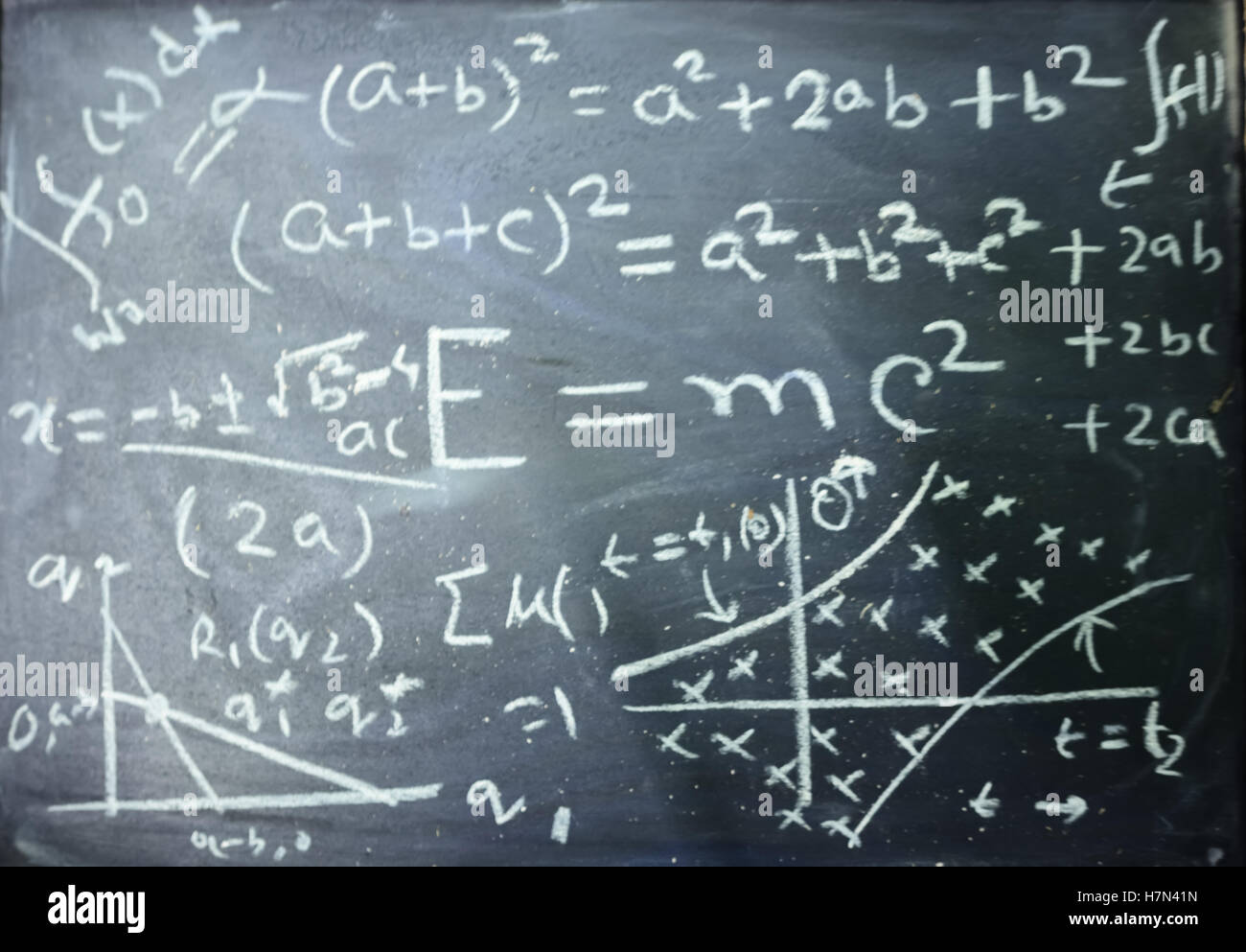 Mathematical equations in blackboard Stock Photo - Alamy