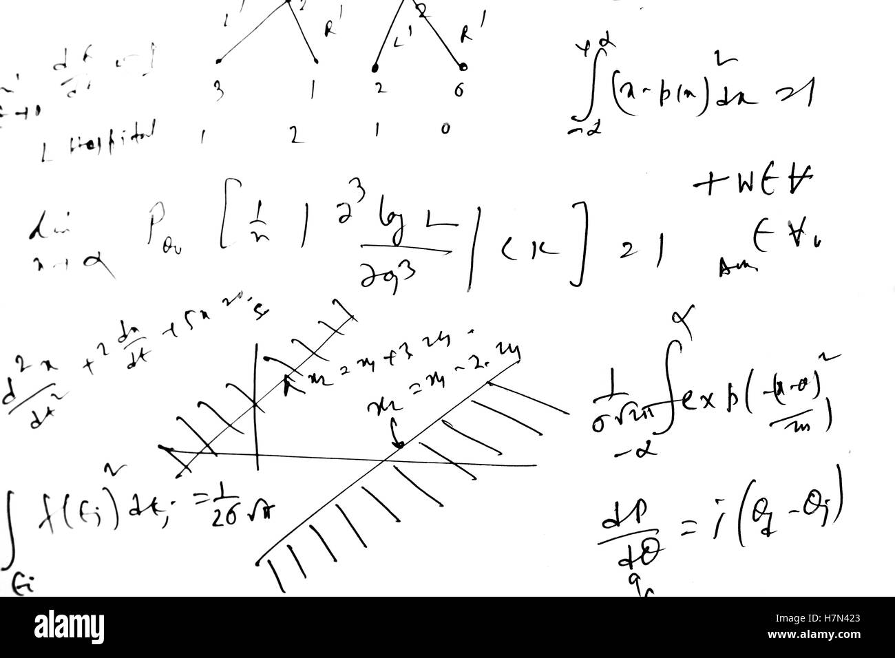 Mathematical formulas against white background Stock Photo - Alamy