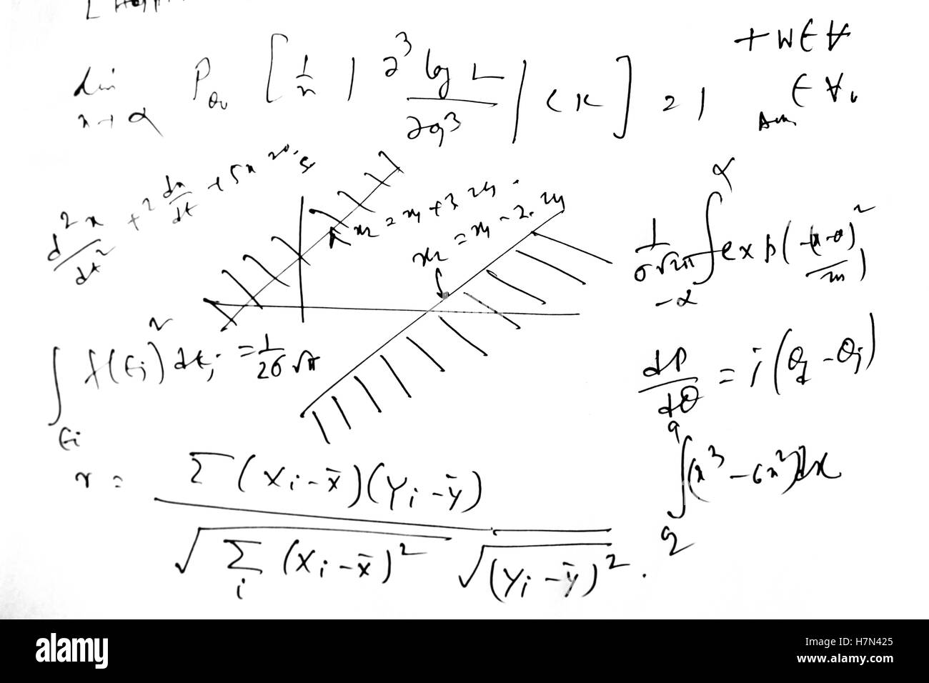 Mathematical formulas against white background Stock Photo - Alamy