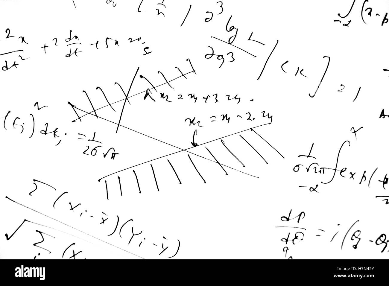Mathematical formulas against white background Stock Photo - Alamy