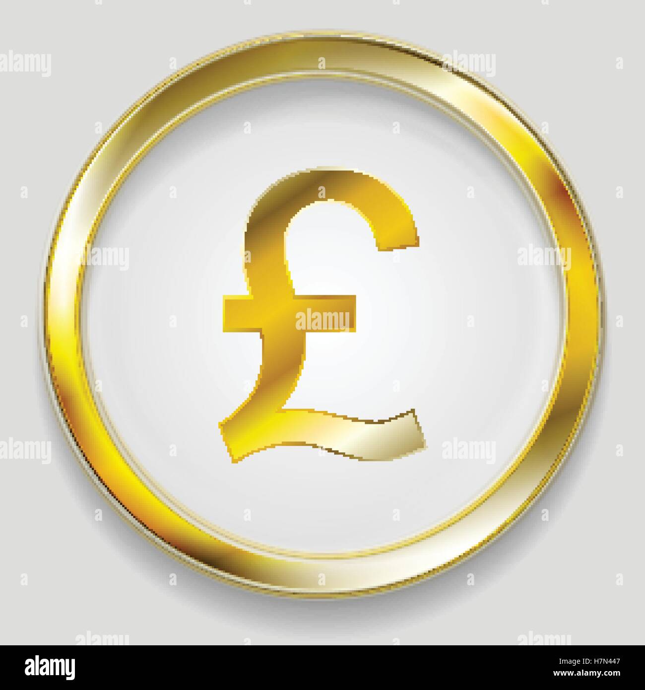 Concept golden pound symbol logo in round button. Vector orange ...