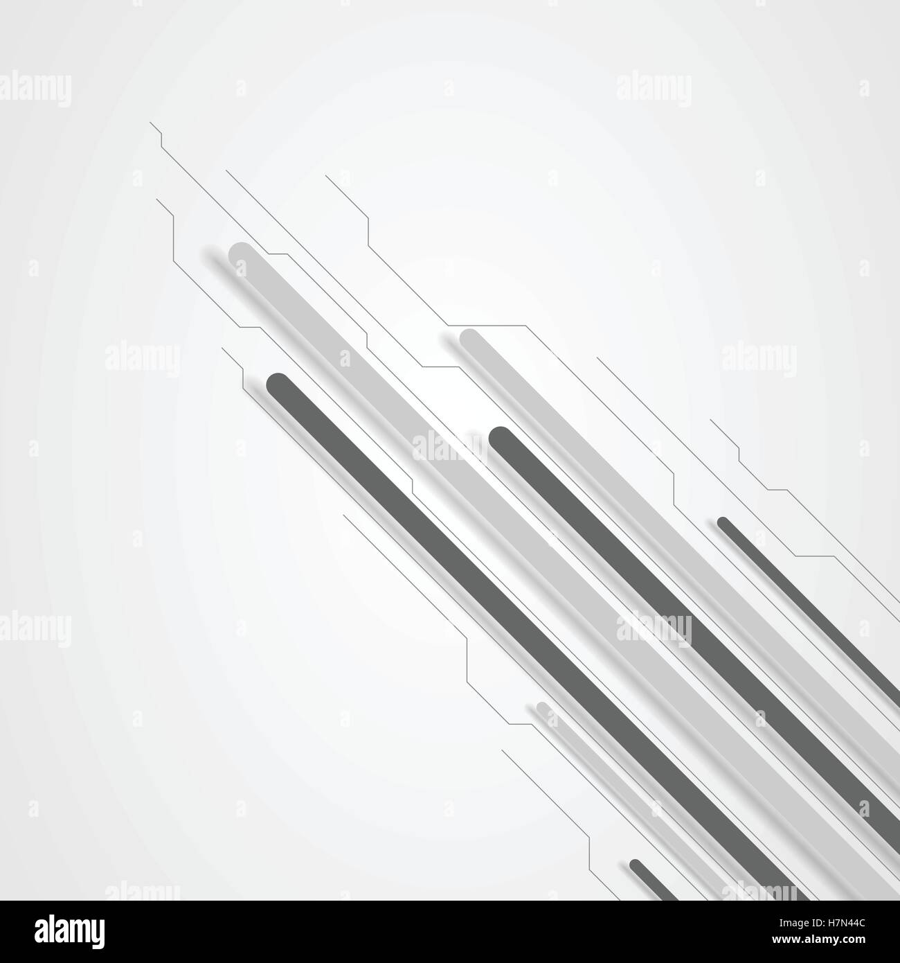Grey tech diagonal stripes and circuit board design. Vector background ...