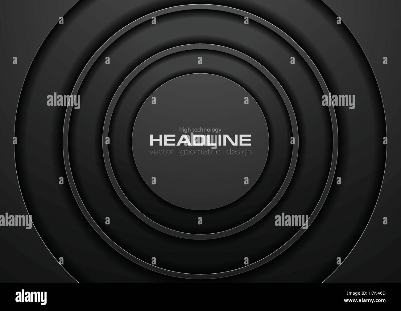 Abstract black concept round shapes background. Dark vector template ...