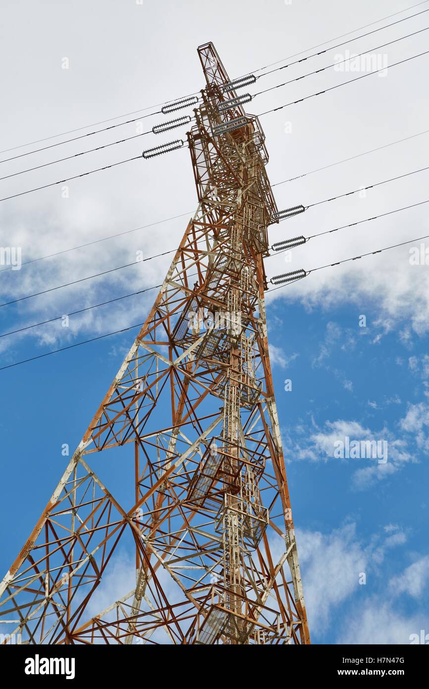 Electric lines tower Stock Photo - Alamy
