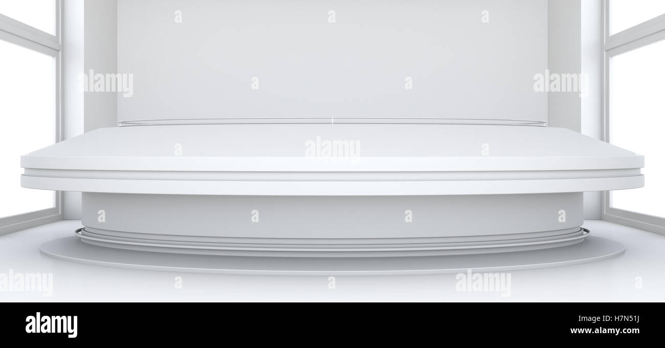 Empty showroom with circle table for exhibit Stock Photo - Alamy