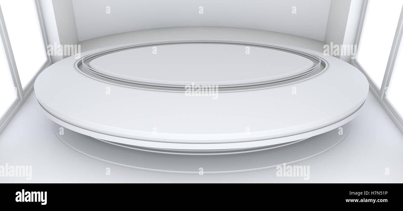 Empty showroom with circle table for exhibit Stock Photo - Alamy