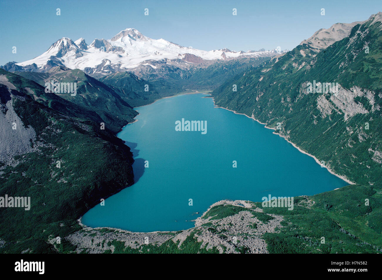Hickerson Lake, a glacial lake in Lake Clark National Park and Preserve ...