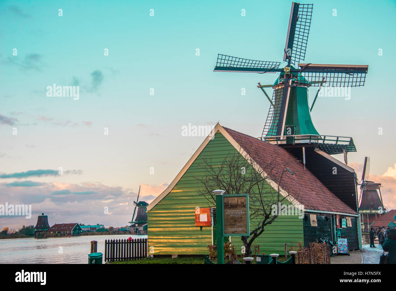Windmills on the weir in London classic Dutch Stock Photo - Alamy