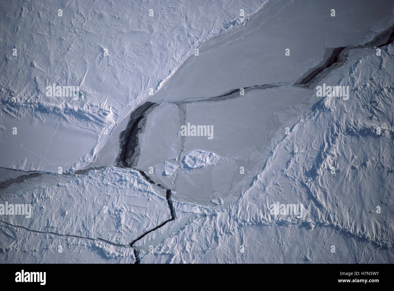 Pressure ridges and cracks in pack ice, Arctic Ocean Stock Photo - Alamy